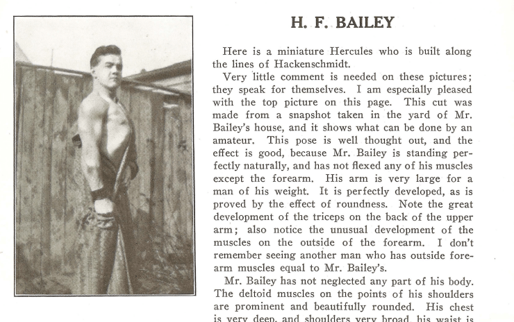 H.F. Bailey – Strength Magazine – January, 1917 | Rogue Fitness Canada
