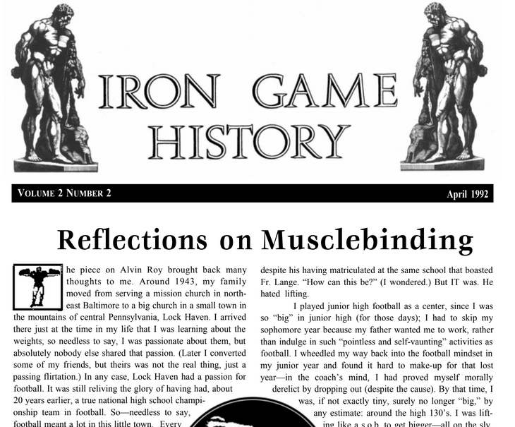 Reflections on Musclebinding – Iron Game History – April 1992 | Rogue ...