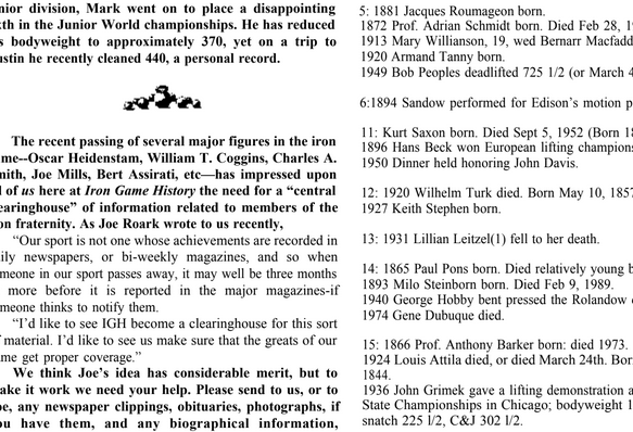 Significant Dates – Iron Game History – August, 1991 | Rogue Fitness Canada