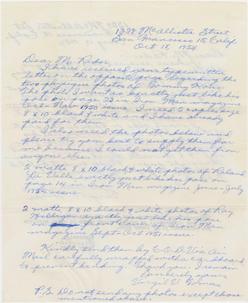 Letter from Virgil Tomas to Peary Rader | Rogue Fitness Canada