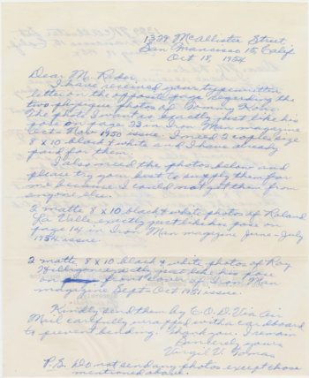 Letter from Virgil Tomas to Peary Rader | Rogue Fitness Canada