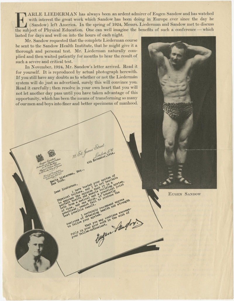 The Great Eugen Sandow Endorses Earle E. Liederman continued | Rogue ...