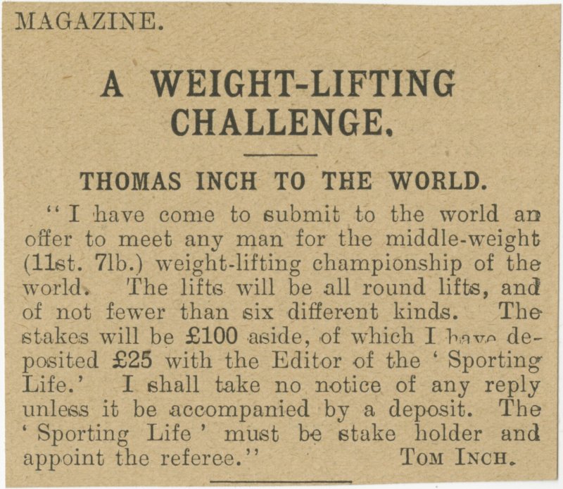 A Weight-lifting Challenge: Thomas Inch to the World | Rogue Canada