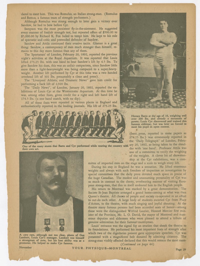 The Life of Louis Cyr Part IV continued | Rogue Canada